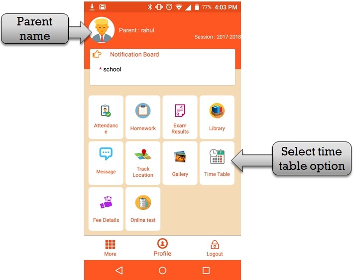 ZeroERP School Management App Software Parent Time Table ZeroERP School Management App Software Parent Time Table